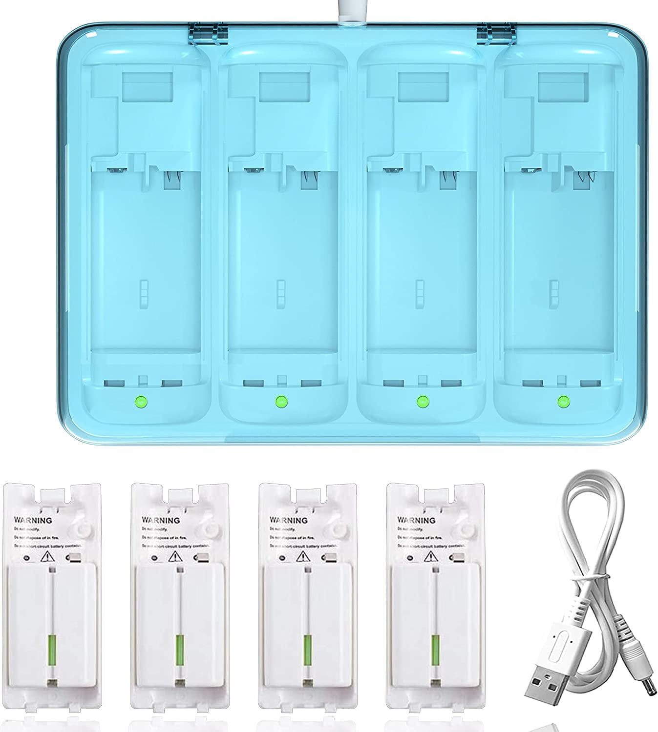 Zmoon Wii Charging Dock with 4 Pack 2800mAh Rechargeable Batteries and ...