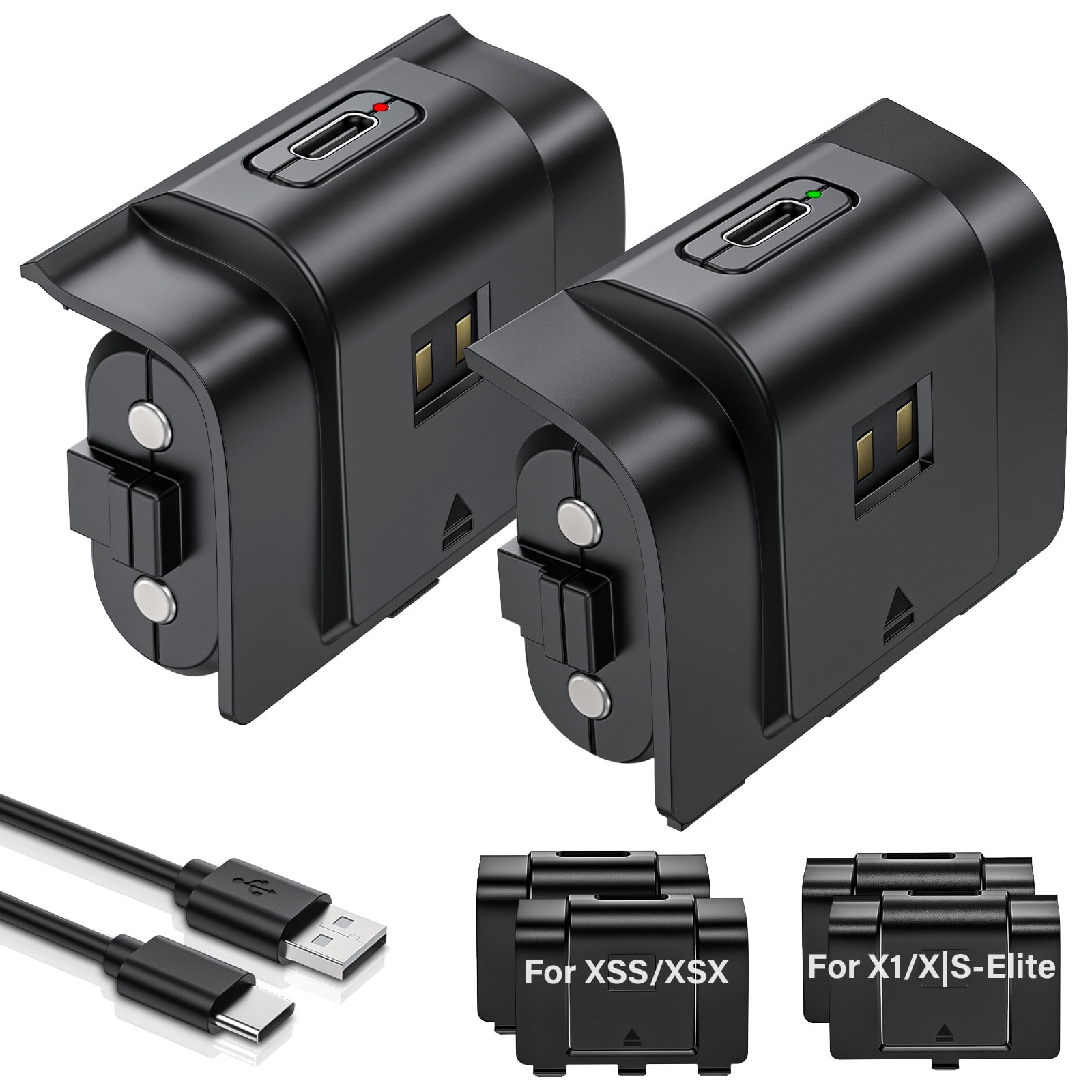 Walmart Xbox Controller Rechargeable Battery Pack 2x4800mwh Batteries 4 Covers Usb C Cable