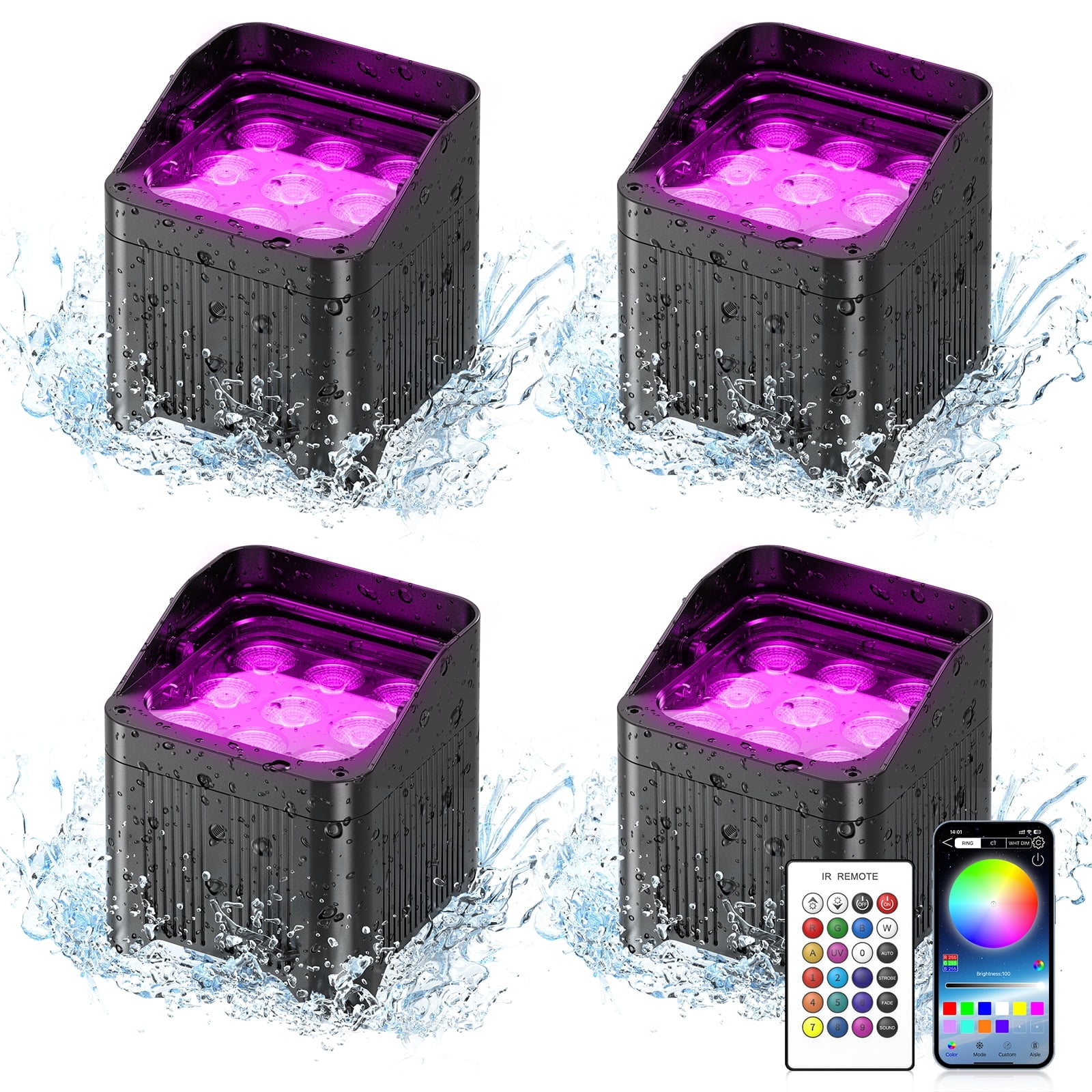 Rechargeable Battery Powered Uplights IP65 Waterproof 9X25W LED Par ...