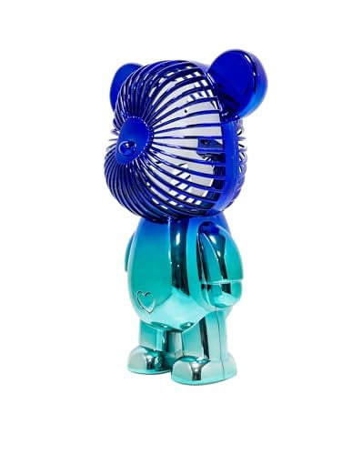 Rechargeable Bear Fan with 3 Speeds, 11 inches Tall, Jelly Pink, LED ...