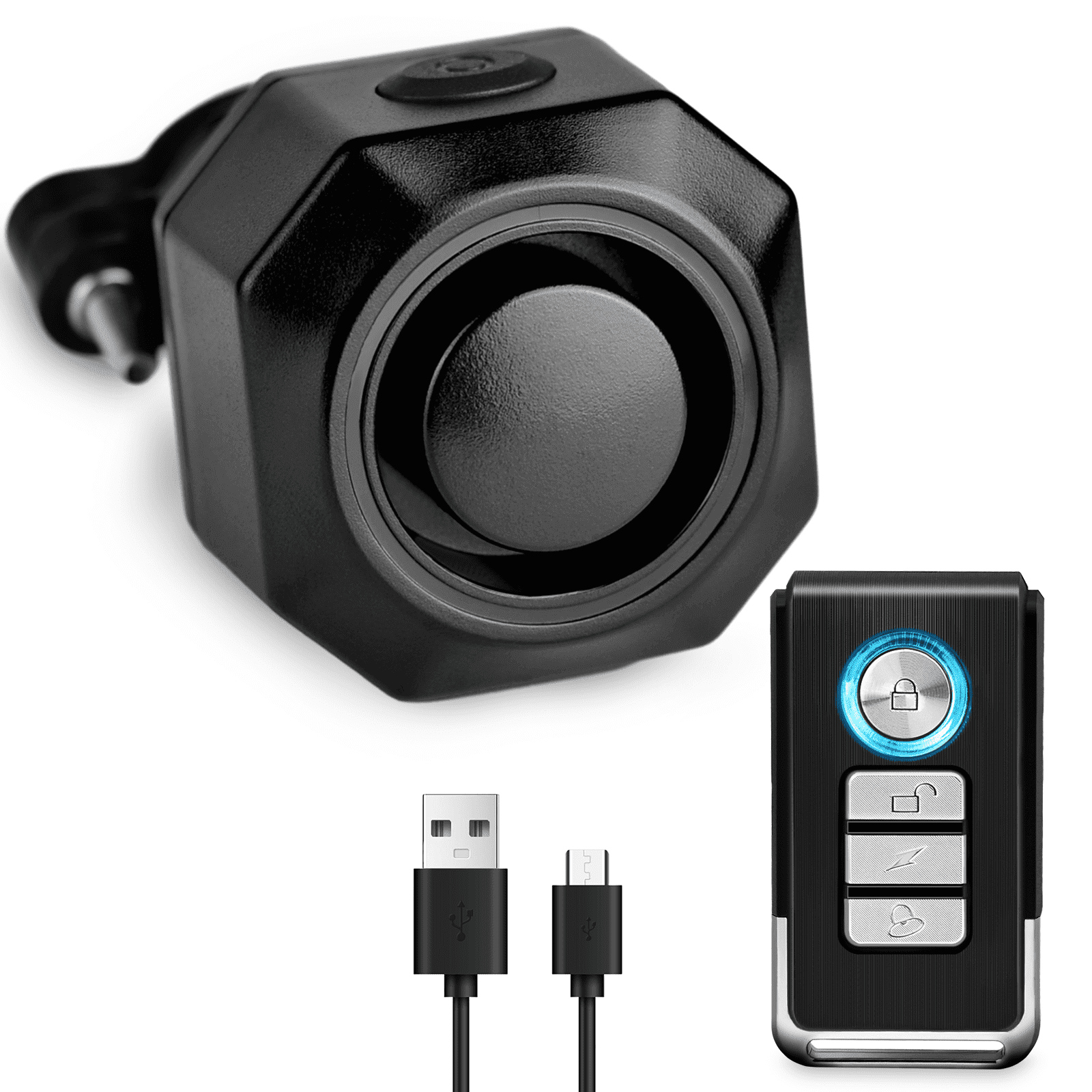 Rechargeable Bike Alarm with Remote, USB C Charge Wireless Bicycle ...