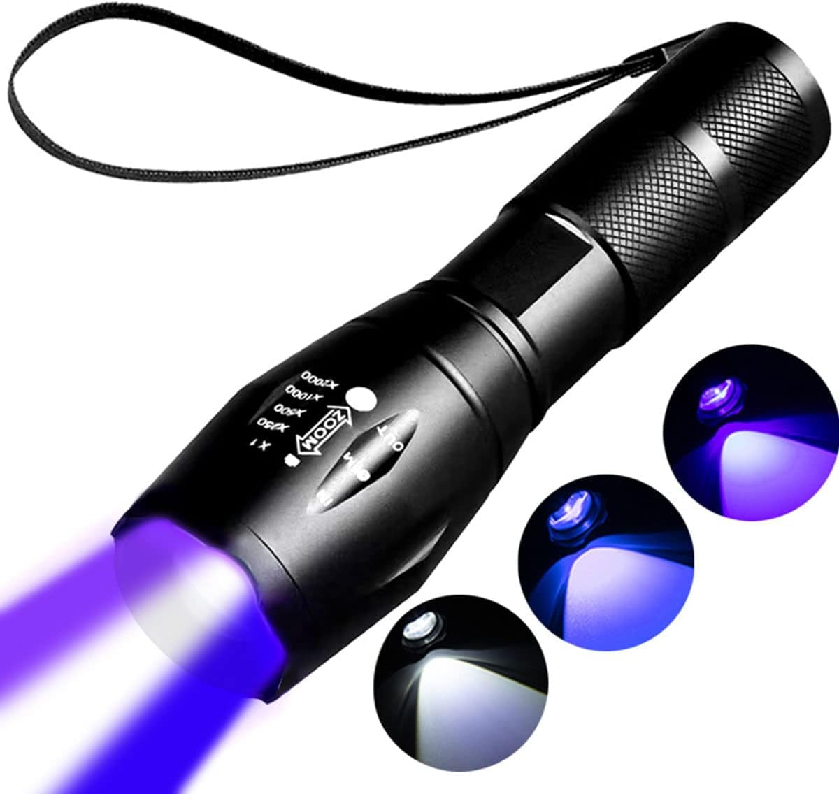Rechargeable Black Light Flashlight Mini, Blue & UV Black Light, 3 ...