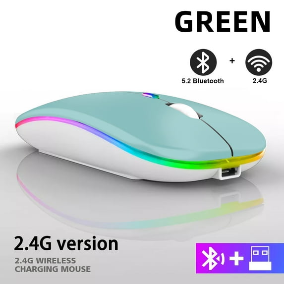 Rechargeable Bluetooth Wireless Mouse with 2.4GHz USB RGB 1600DPI Mouse ...