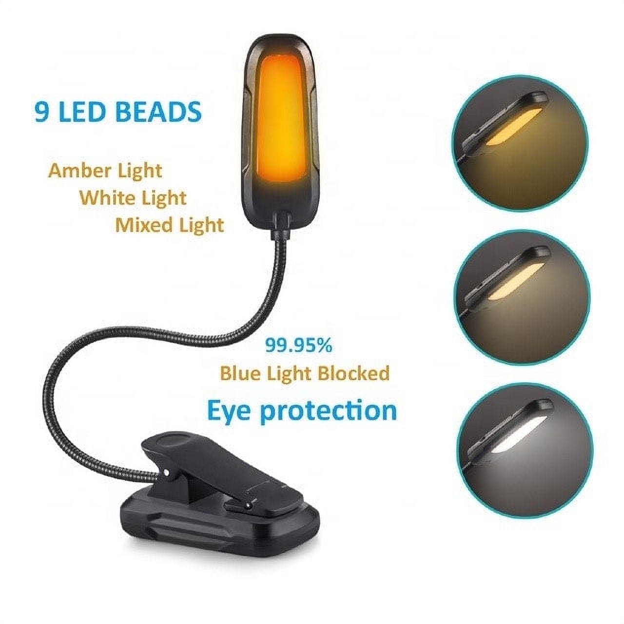 Rechargeable Book Light, 360 Flexible Clip on Light up to 60 Hours ...