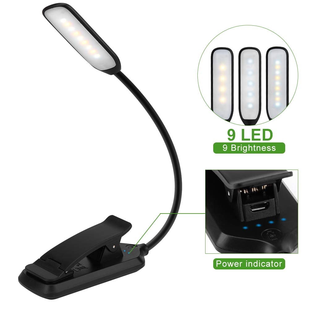 Disen Rechargeable Book Light, 9 LED, 5 Modes Touch Control, Flexible ...
