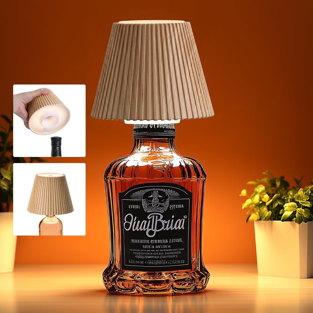 Rechargeable Bottle Lamp Shades for Table Decor, 3 Brightness Levels ...