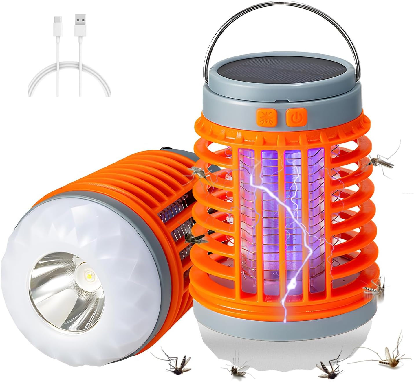 Rechargeable Bug Zapper,Waterproof Cordless Mosquito Lamp with Solar ...