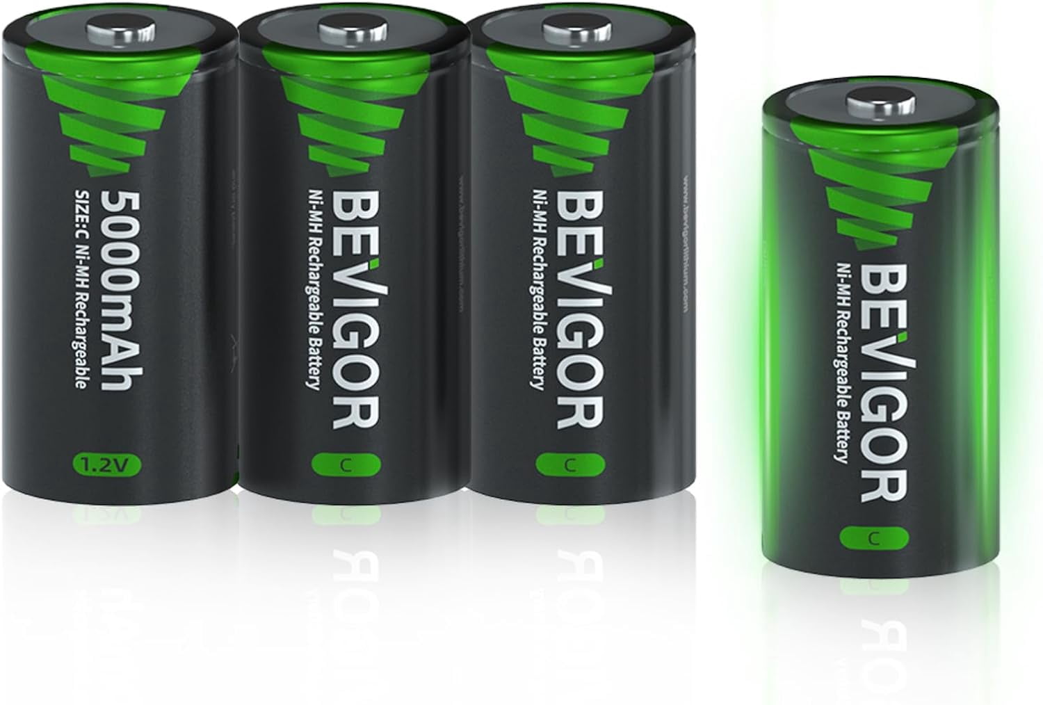 Rechargeable C Batteries, 5000mAh 1.2V NiMH Precharged C Cell Batteries ...