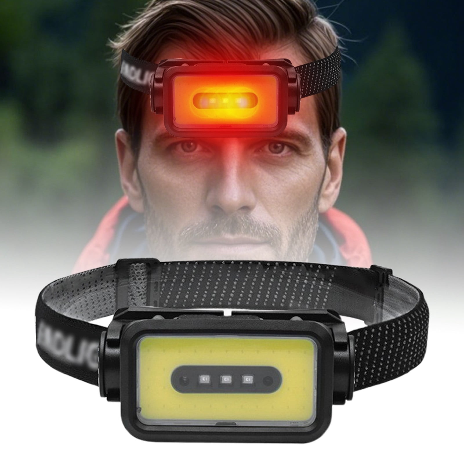 Rechargeable COB LED Headlamp USB Type C Charging Lightweight for ...