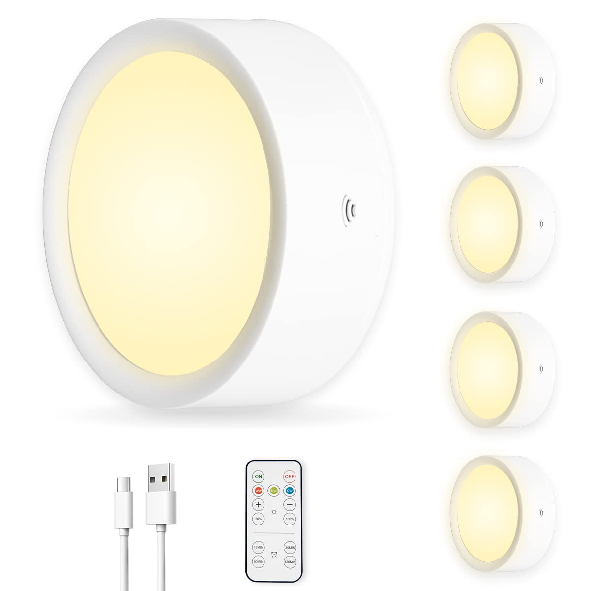 Rechargeable Under Cabinet Lighting Wireless, Battery Operated Puck ...