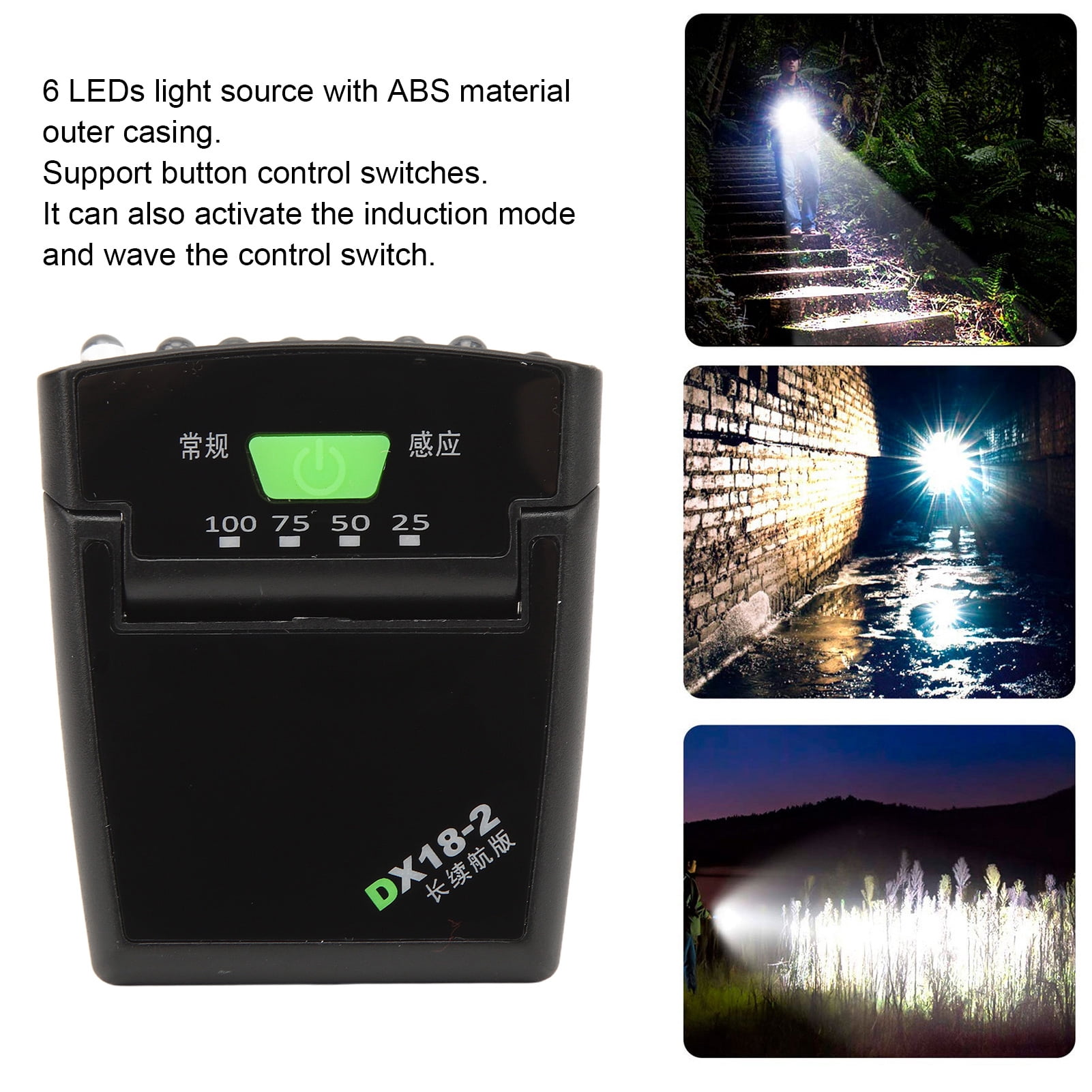 Rechargeable Cap Light With 6 LEDs, Motion Sensor 2 Modes For Hiking ...