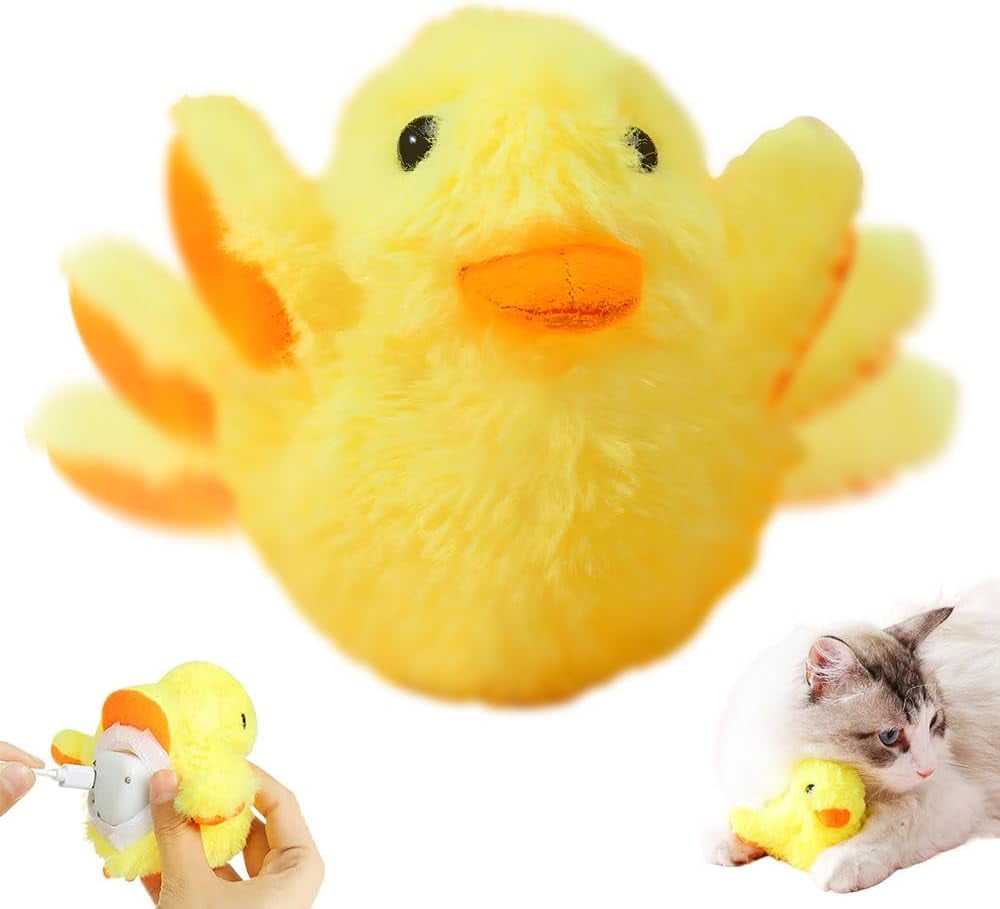Rechargeable Cat Toys Flapping Duck with Catnip, Touch-Activated Plush ...