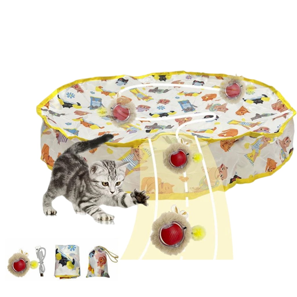 Rechargeable Cats Toy Balls and Play Mat Set for Indoor Interaction ...