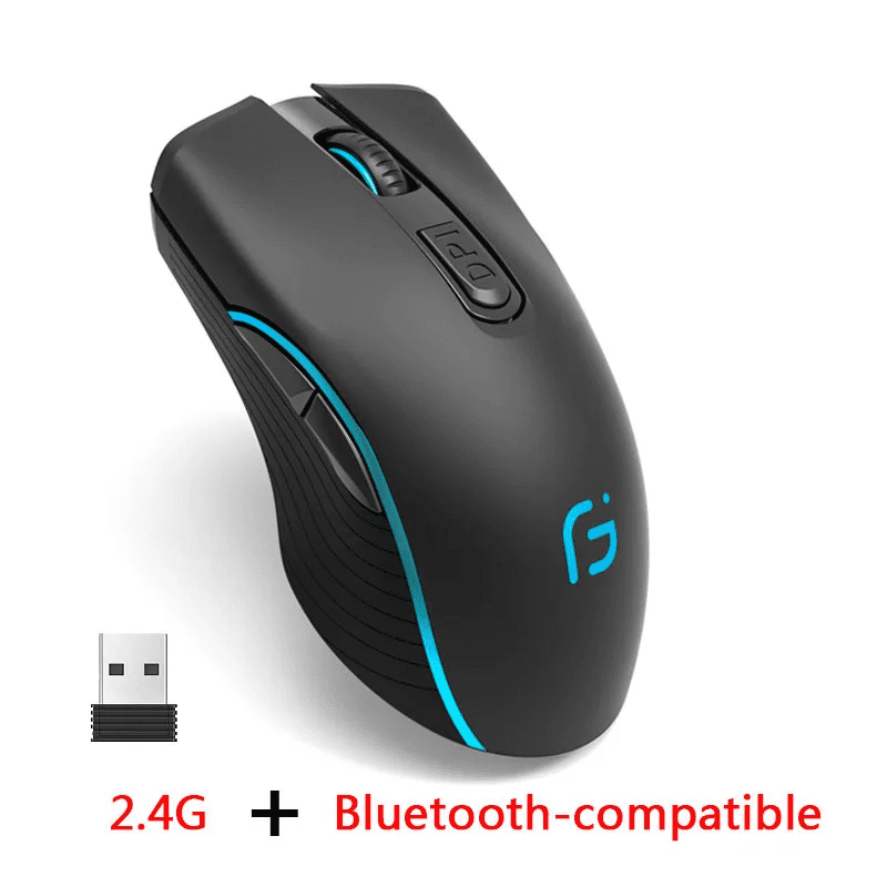 Rechargeable Computer Mouse Dual Mode Bluetooth+2.4Ghz Wireless USB ...