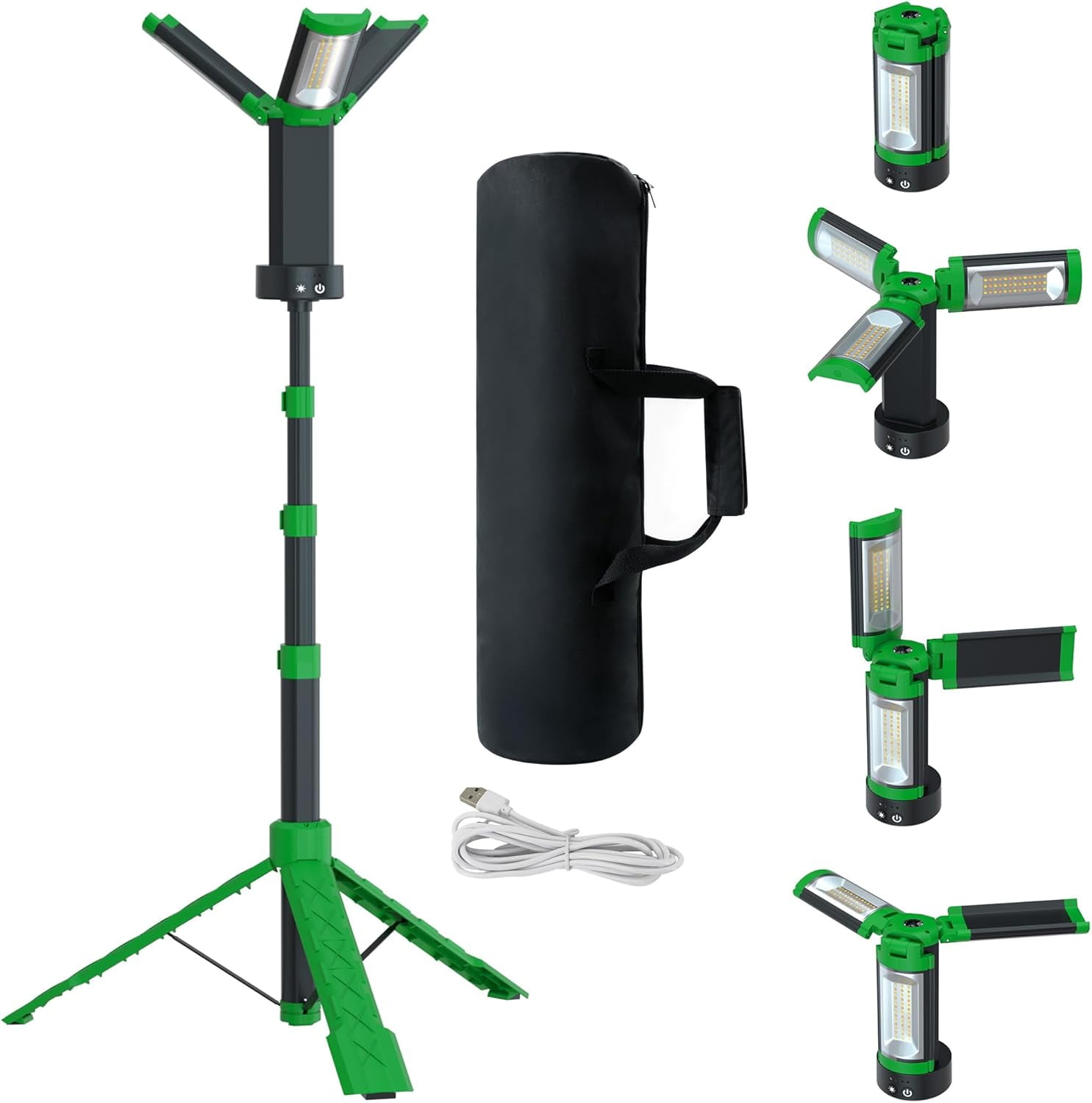 Rechargeable Cordless LED Work Light w/29"-74" Telescoping Tripod Stand ...