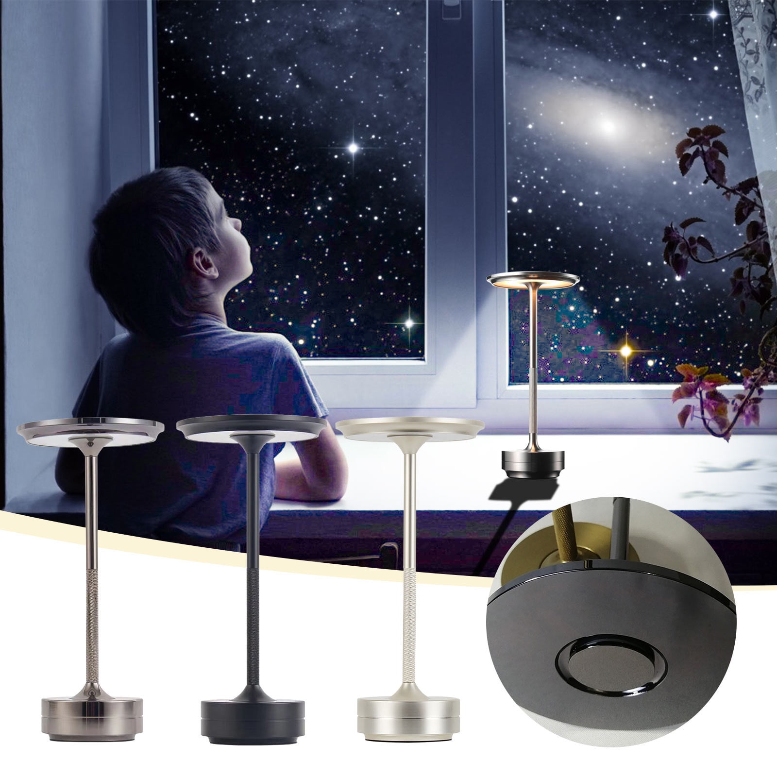 Rechargeable Cordless Table Lamps, LED Table Lamp Portable 2800mAh ...