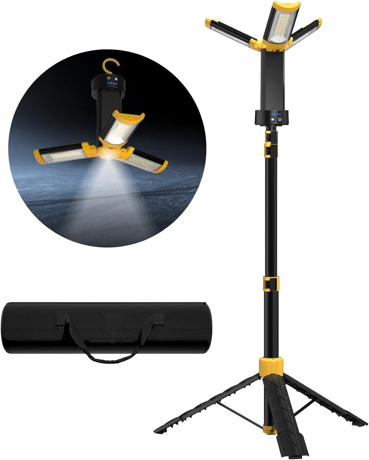 Rechargeable Cordless Work Light Kit with 83" Detachable Tripod Stand ...