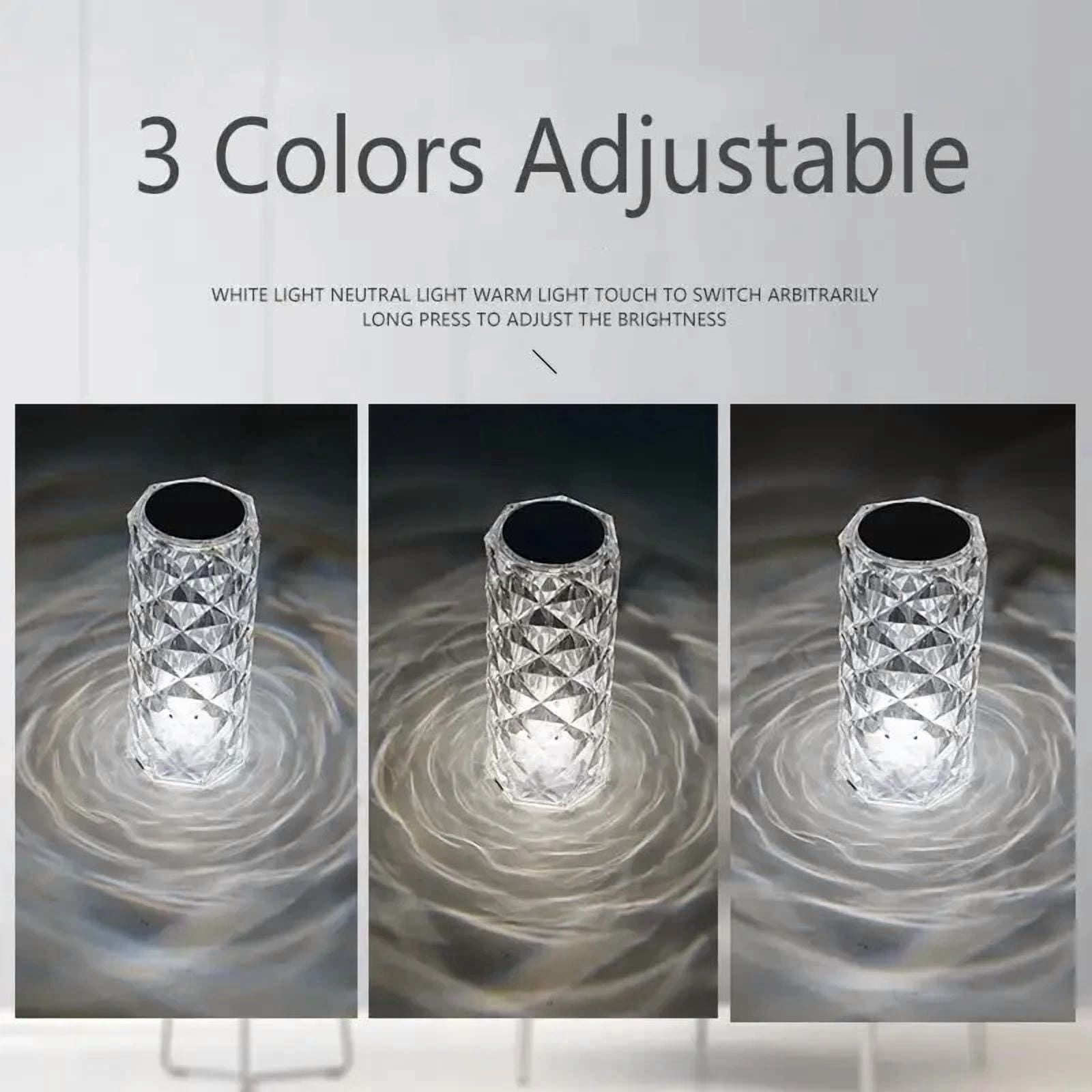 Rechargeable Crystal Light Lamp Color Changes Touch + Remote Control ...