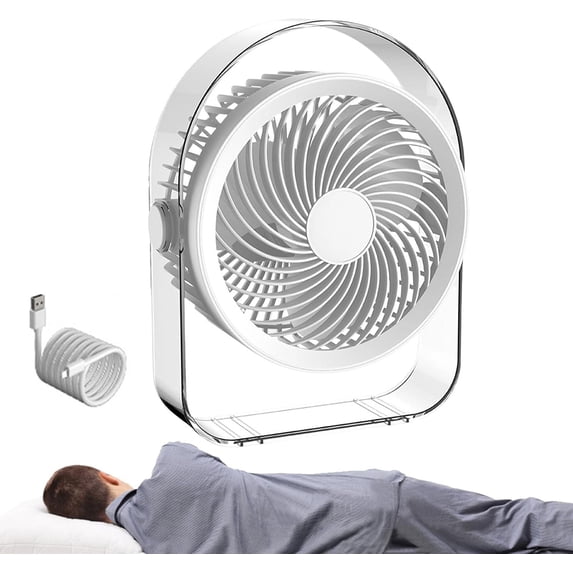 Rechargeable Desk Fan, 5 Speeds Wide-Angle Oscillation, Integrated LED ...