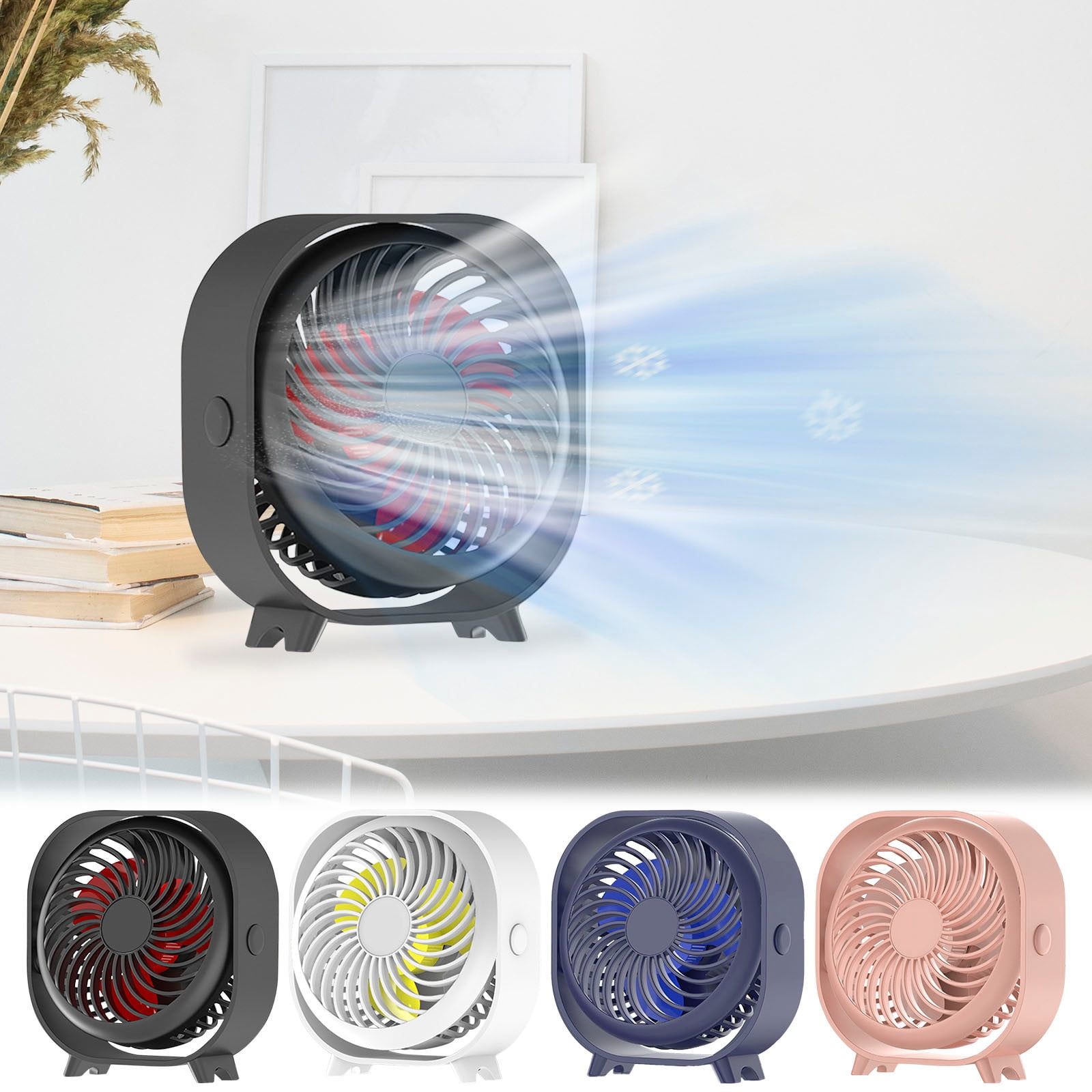 Rechargeable Desktop Fan, 3-Speed Mini Portable Fan with 2000mA Battery ...