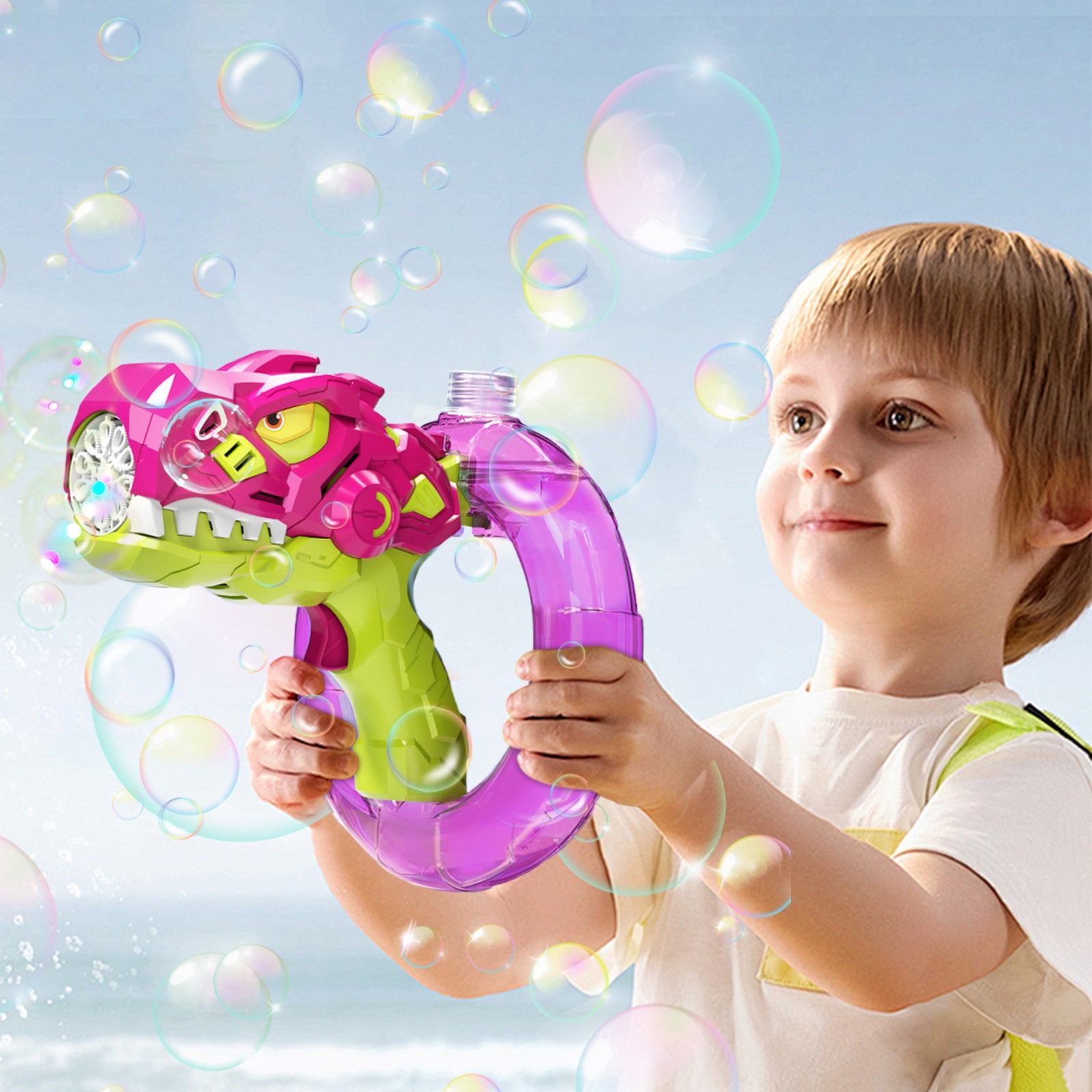 Rechargeable Dinosaur Bubble Blower, Outdoor Bubble Machine with LED Effects, Kids Party ...