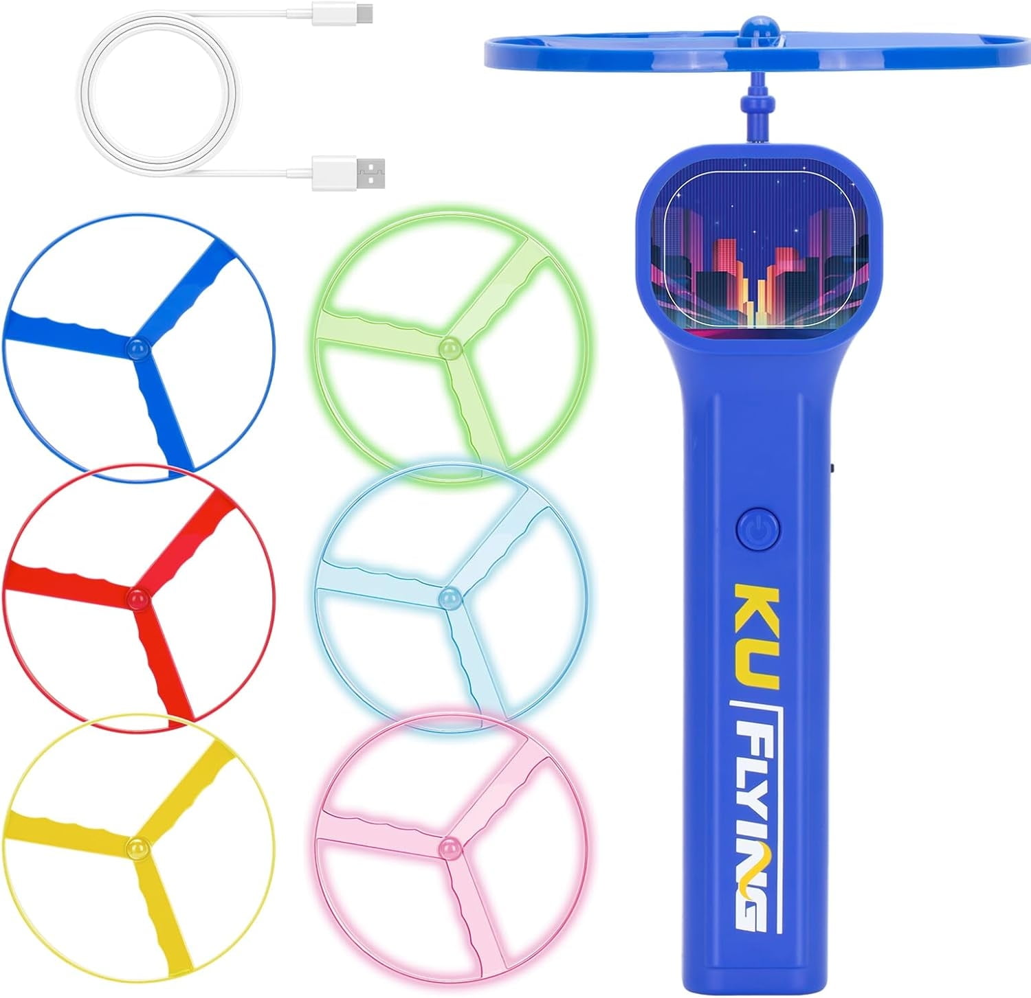 Rechargeable Disc Launcher with 6 Flying Spinners for Outdoor ...