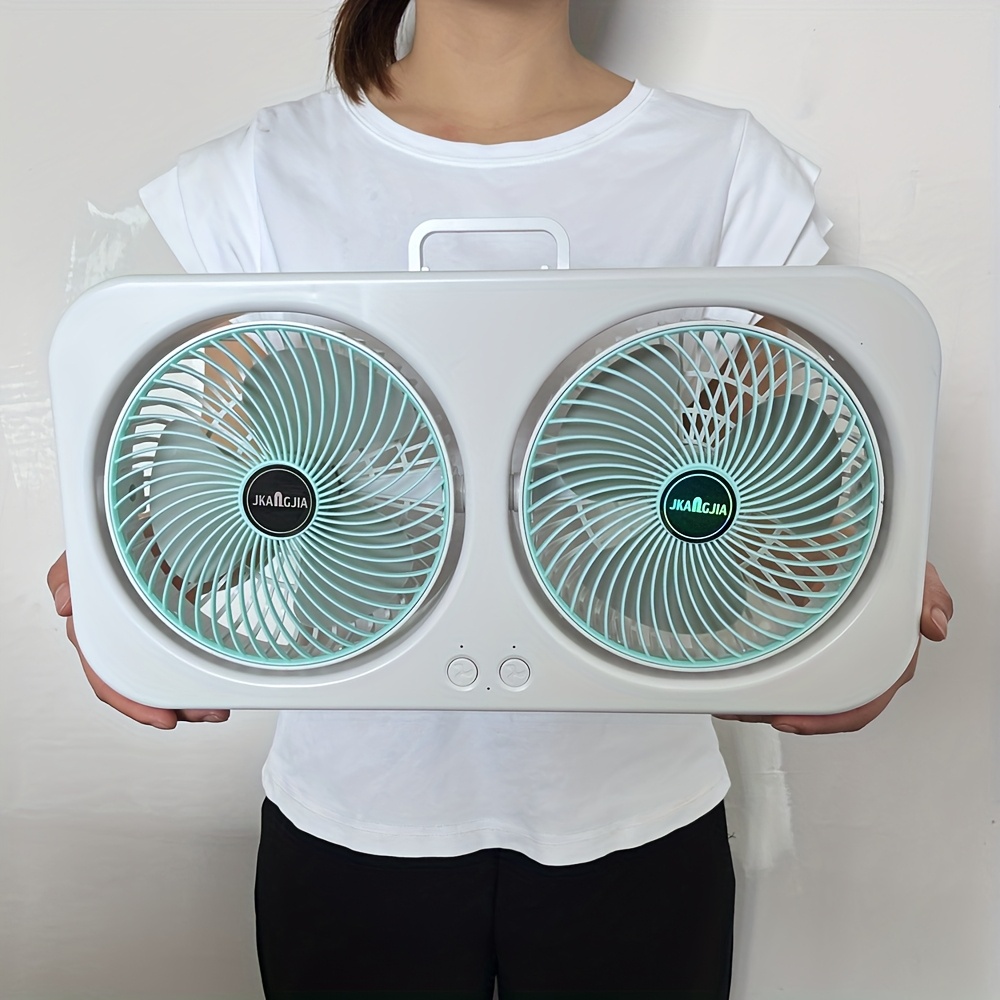 Rechargeable Dual Head Table Fan – 3 Speed USB Desk Fan with 1800mAh ...