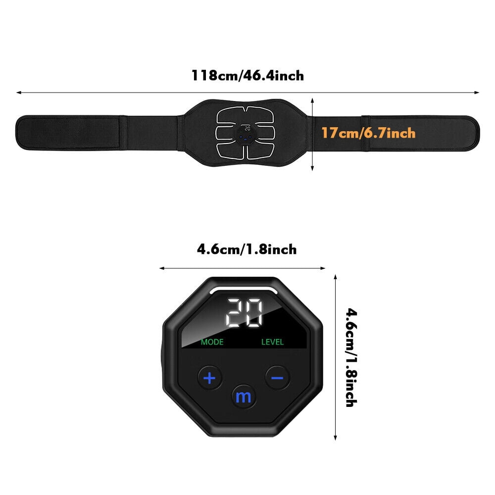 Rechargeable EMS Abdominal Muscle Toning Belt Trainer ABS Stimulator ...