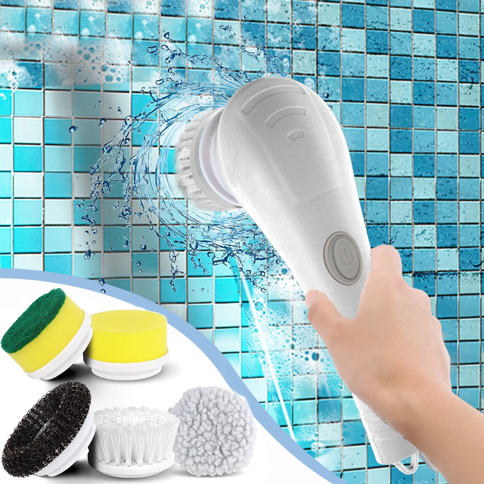 Rechargeable Electric Cleaning Brush with 5 Interchangeable Brush Heads ...
