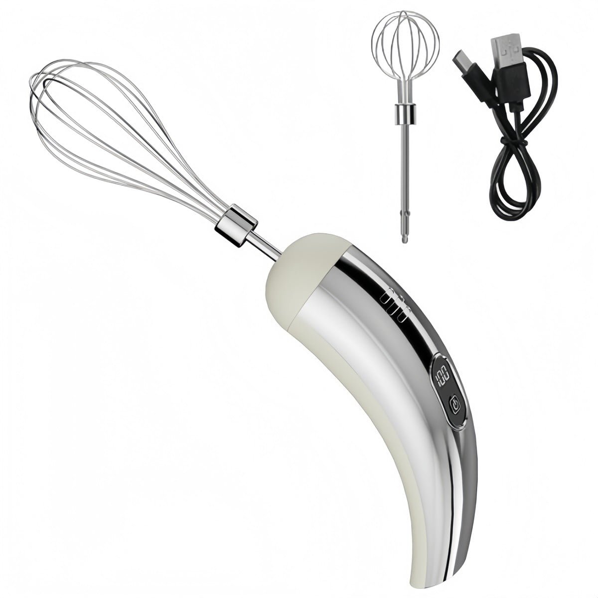 Rechargeable Electric Egg Beater With 2 Heads Drink Mixer Handheld Milk ...