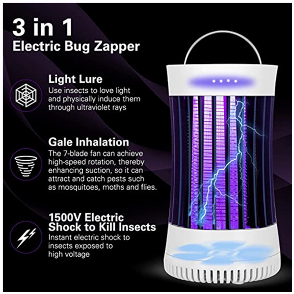 Rechargeable Electric Fly Killer - Dual UV Light & Electric Grid ...