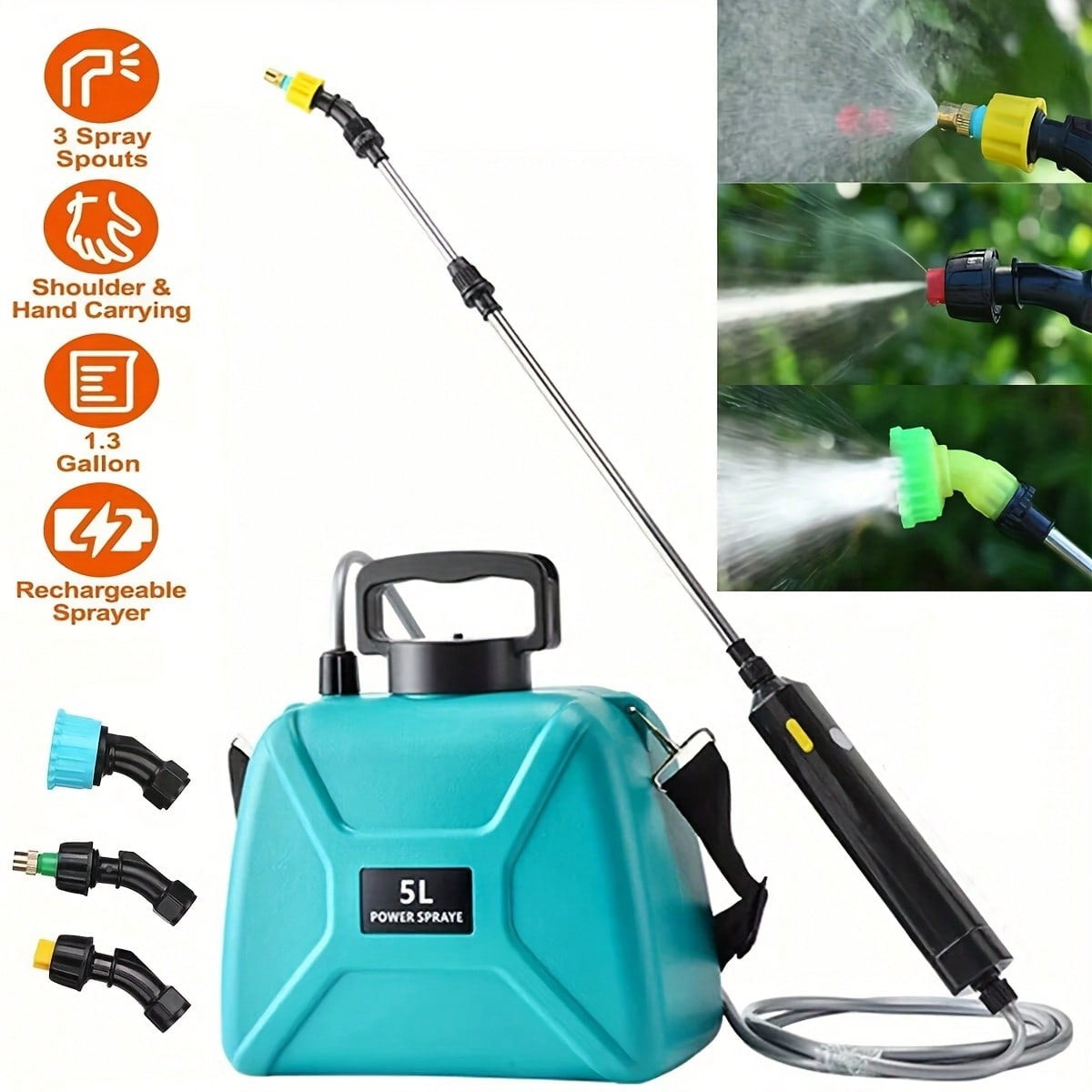 Rechargeable Electric Garden Plant Sprayer 1.35Gallon Battery Powered ...