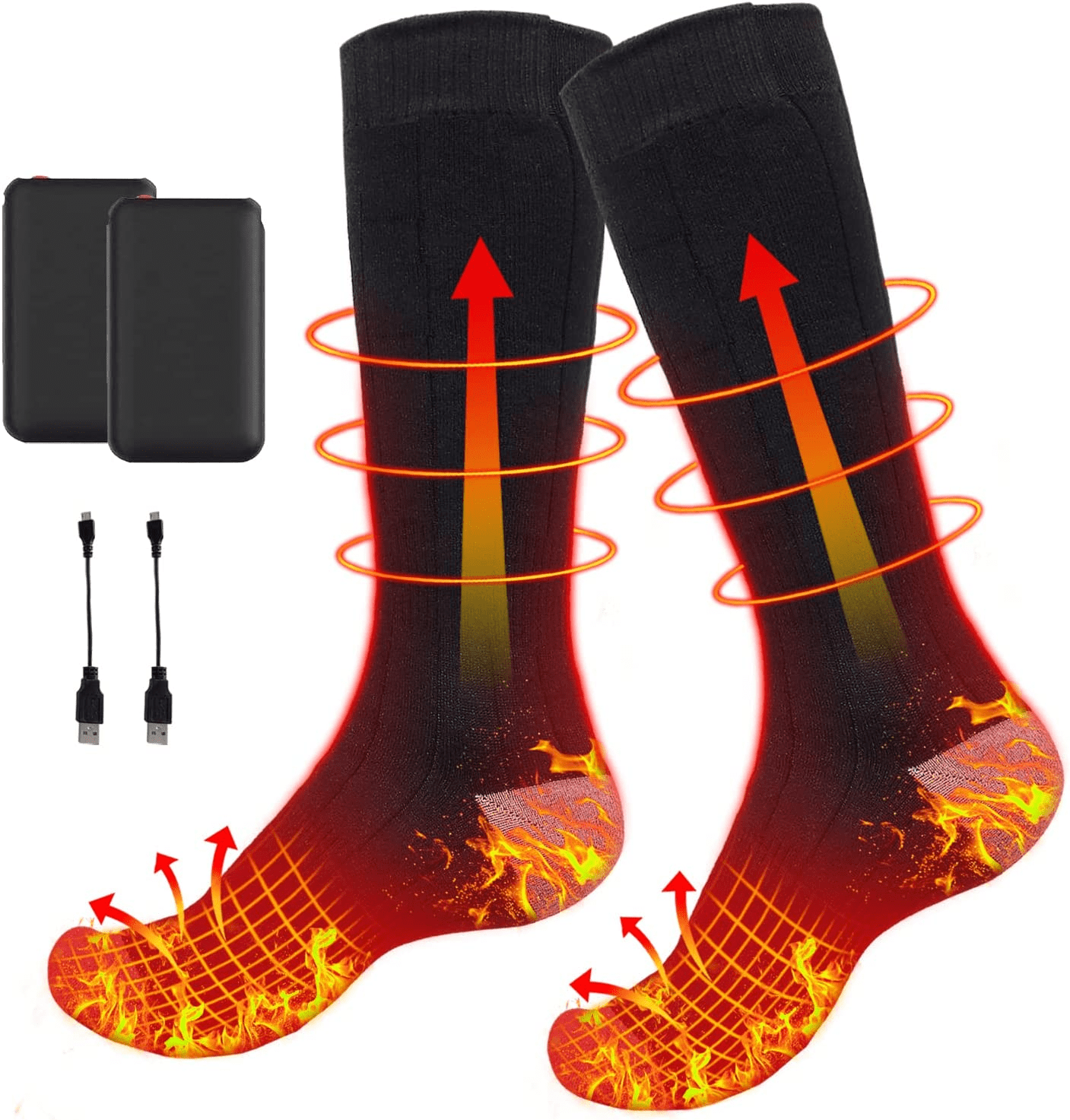 Rechargeable Electric Heated Socks for Men Women,4000mAh Battery ...