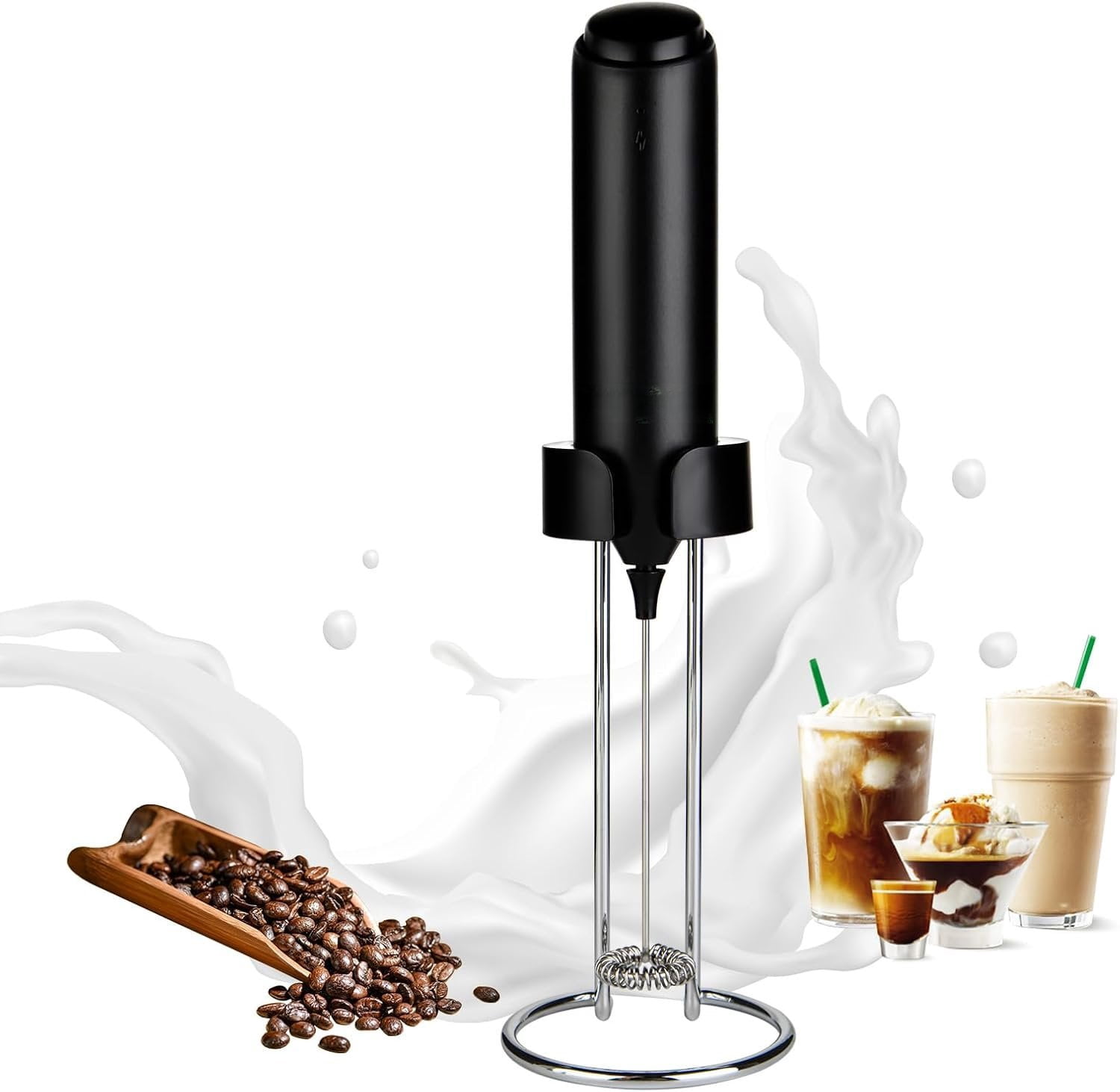 Rechargeable Electric Milk Frother Handheld, Coffee Frother with USB C ...