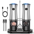 Rechargeable Electric Salt & Pepper Grinder Set with Stand, Adjustable ...