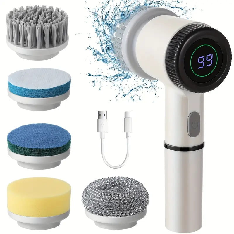 Rechargeable Electric Scrubber - 5 Nozzle Rotary Cleaning System for ...