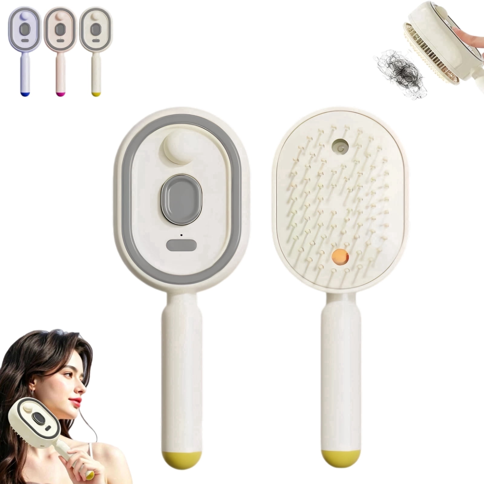 Rechargeable Electric Steam Hair Brush with Water Spray, Anti-Static ...