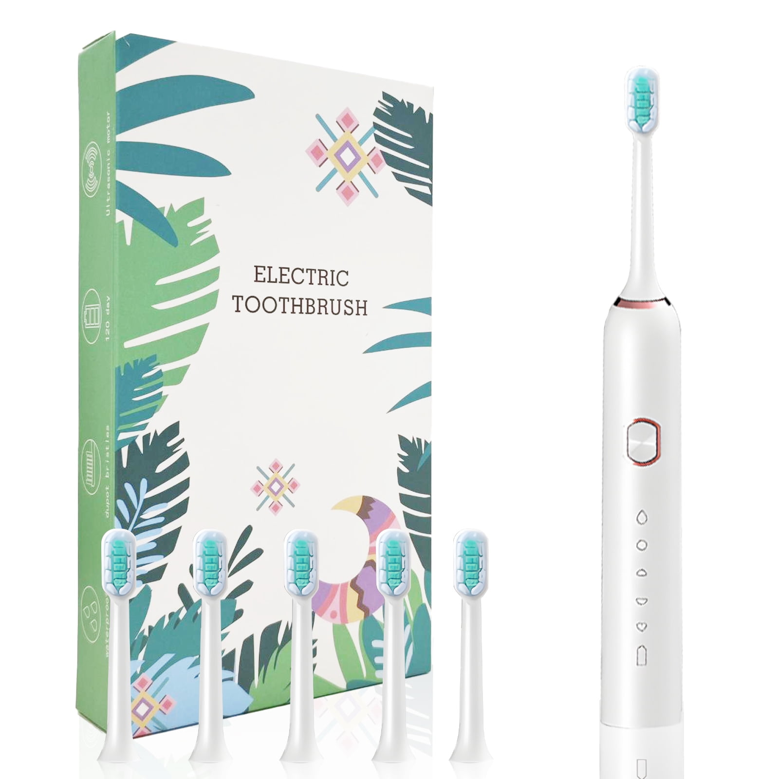 Electric Toothbrush for Adults, One Charge for 30 Days, with 5 Brush ...