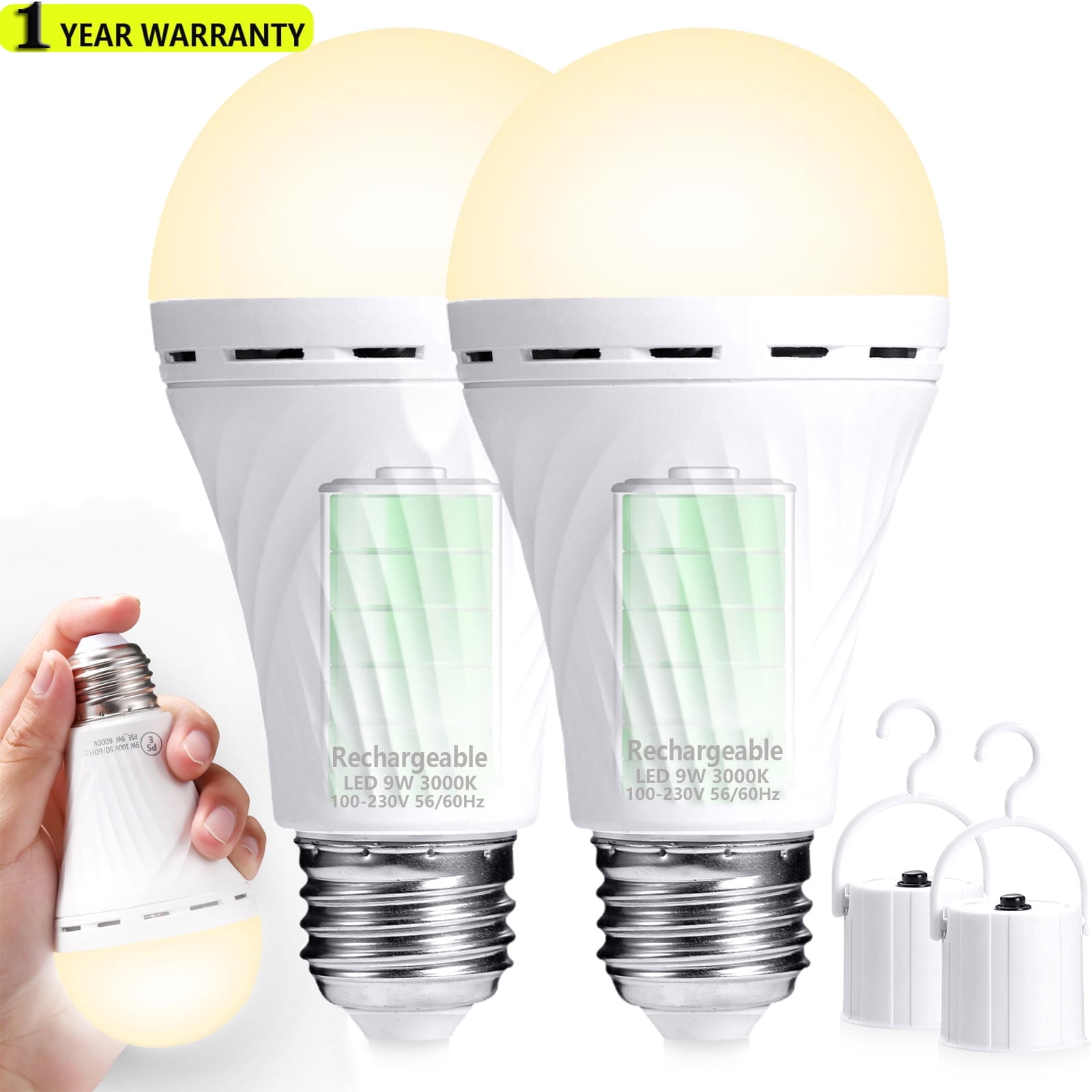 Rechargeable Emergency Light Bulb 【1 YEAR WARRANTY】 E27 2400mAh 5 hours ...