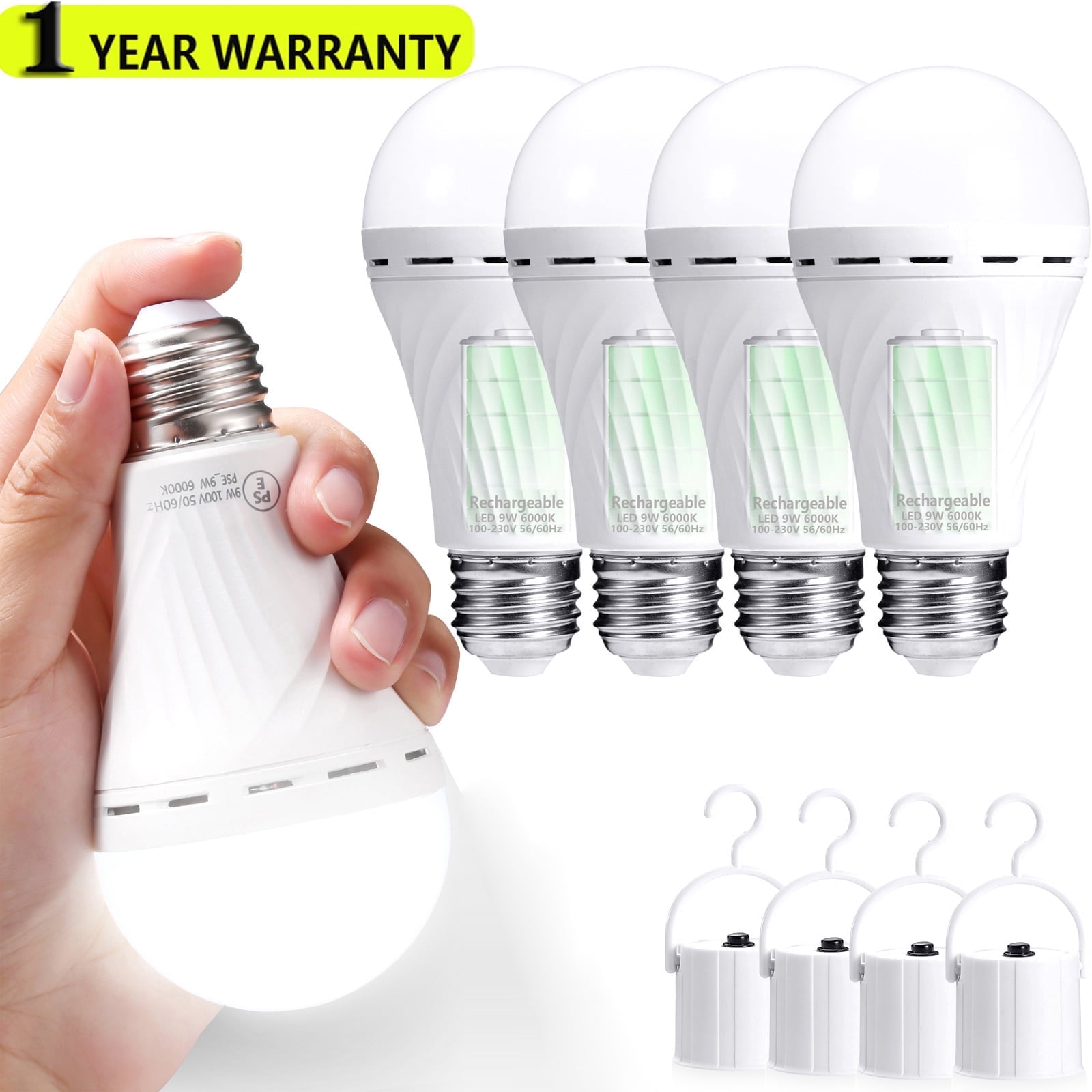 Rechargeable Emergency Light Bulb E27 2400mAh 5 hours 9W-60W Stay ...