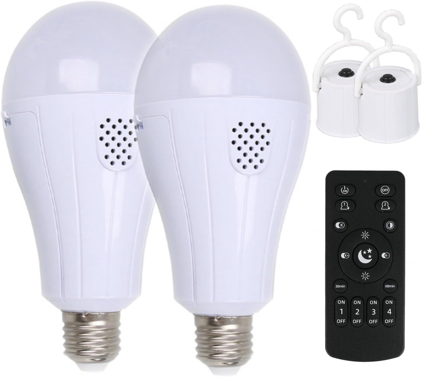 Rechargeable Emergency Light Bulbs with Remote, 3 Color Temperatures ...