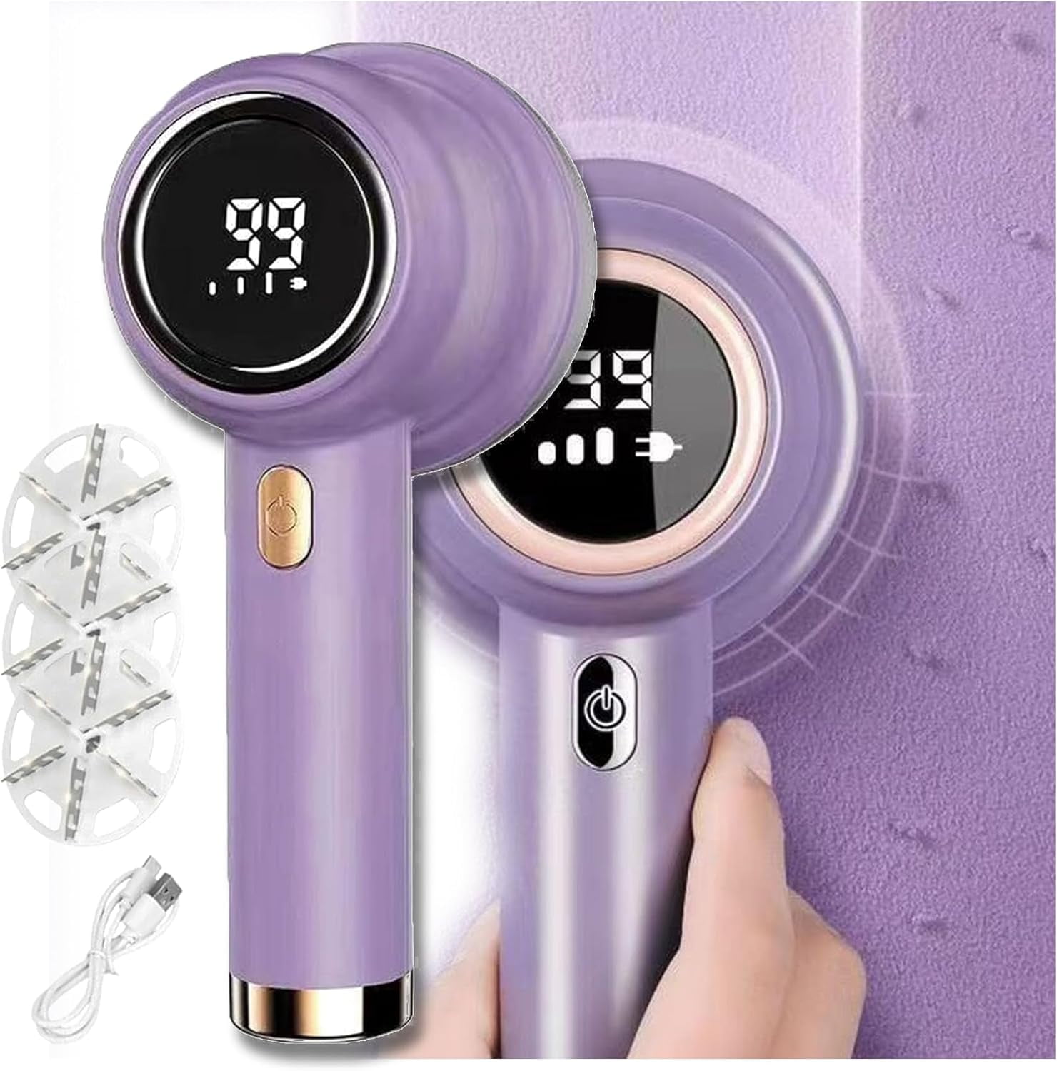 Rechargeable Fabric Shaver Lint Remover with 3 Leaf Blades, Portable ...