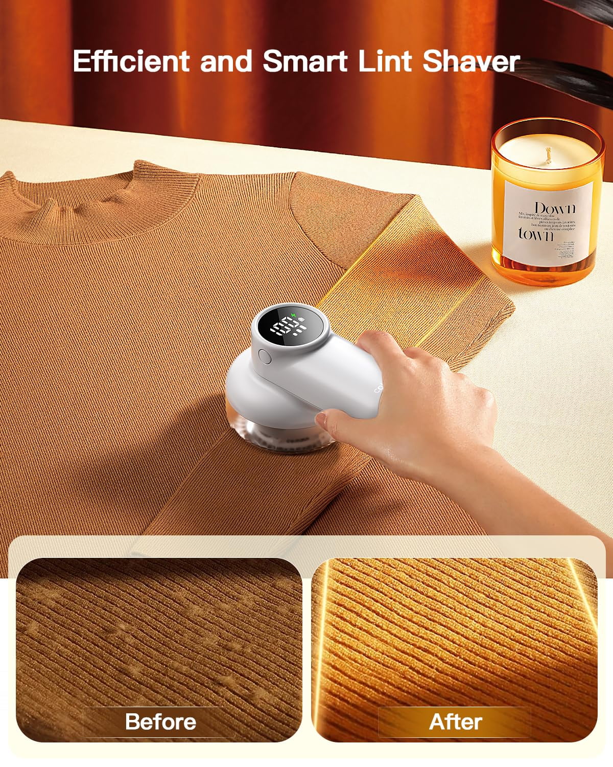 Rechargeable Fabric Shaver, Lint Shaver with Digital Display, Sweater ...