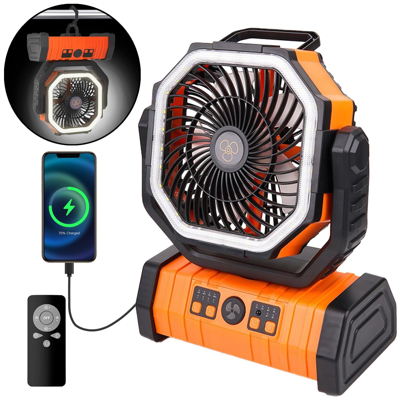 Rechargeable Fan,Operated Camping Battery TSF6 Powered Fan with Hook ...
