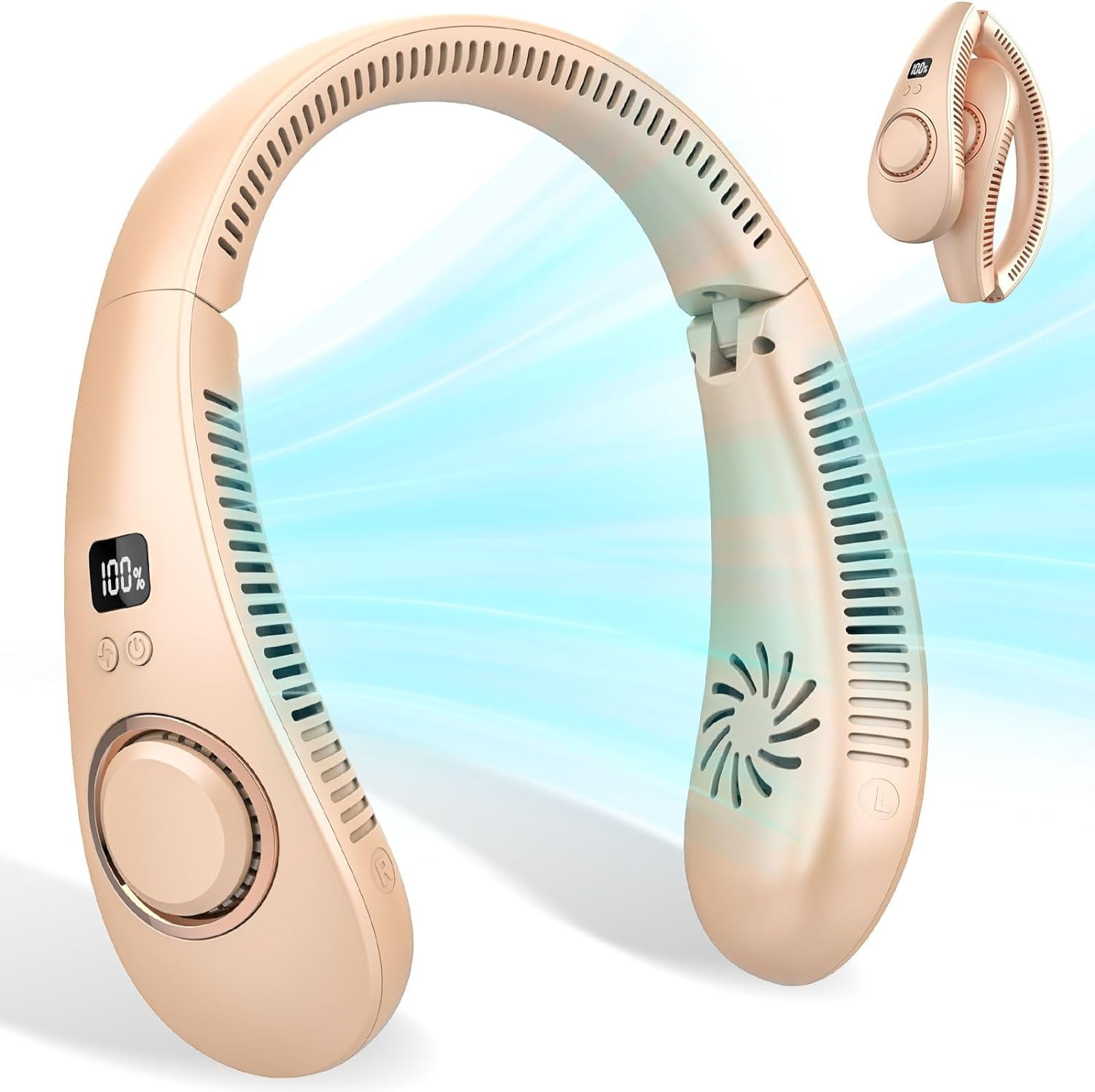 Rechargeable Fan Portable Neck Fan,Bladeless Personal Folding Fan With ...