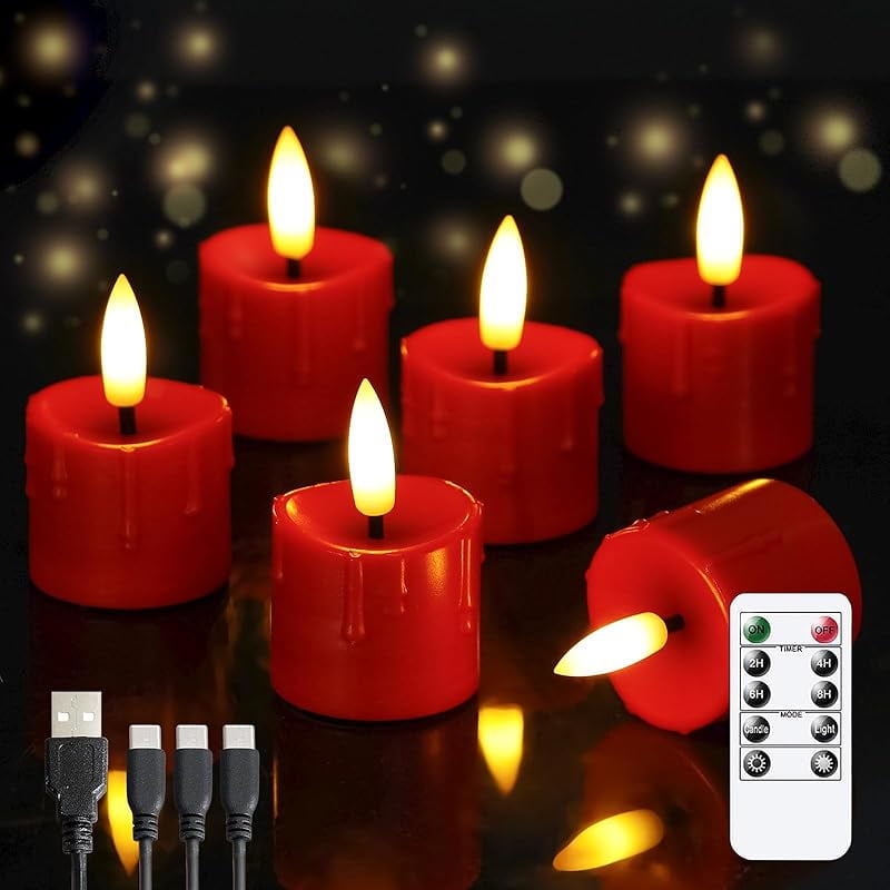 Rechargeable Flameless 1.6" x2.5" Tea Light Candles with Remote & Type ...