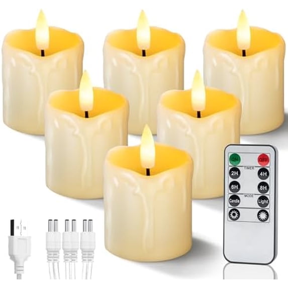 Rechargeable Flameless Candles with Timer Remote, 2" x 2" Realistic ...