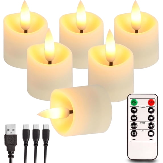 Rechargeable Flameless Tea Light Candles with Timer Remote, 1.5"x2.2 ...