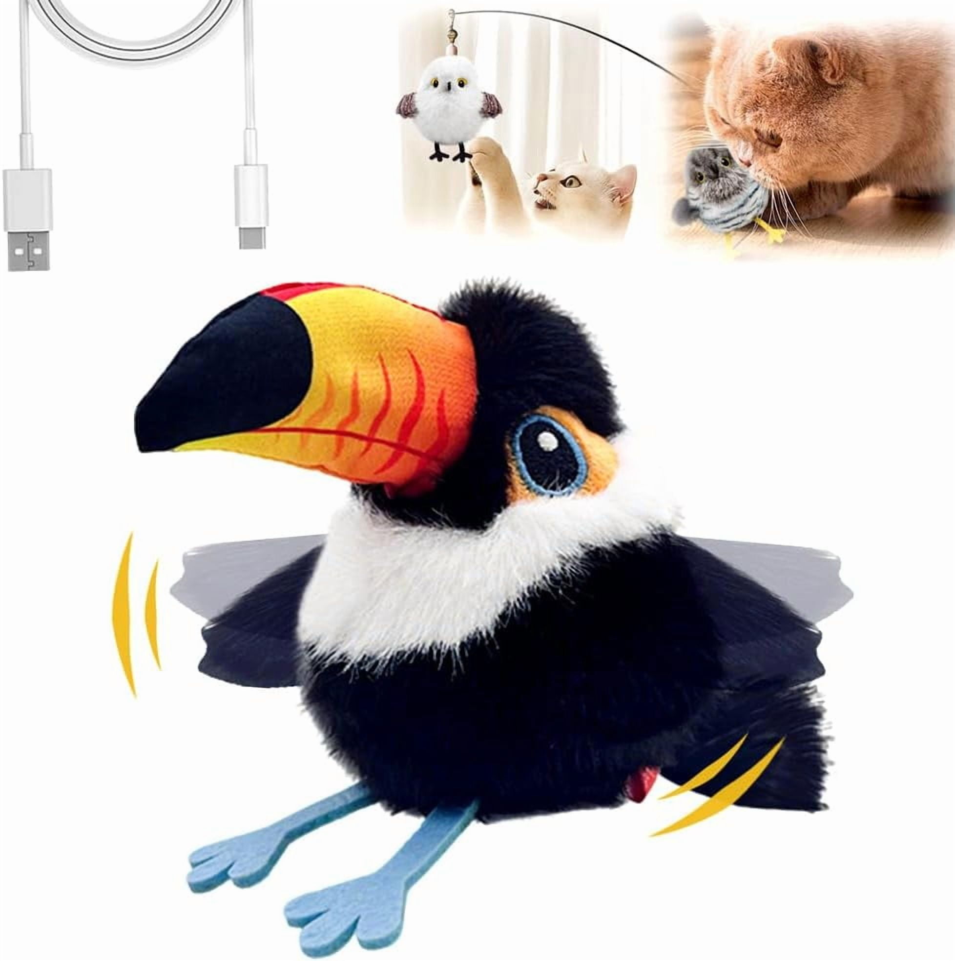 Rechargeable Flapping Bird Cat Toy, 2025 New Interactive Flying Bird ...