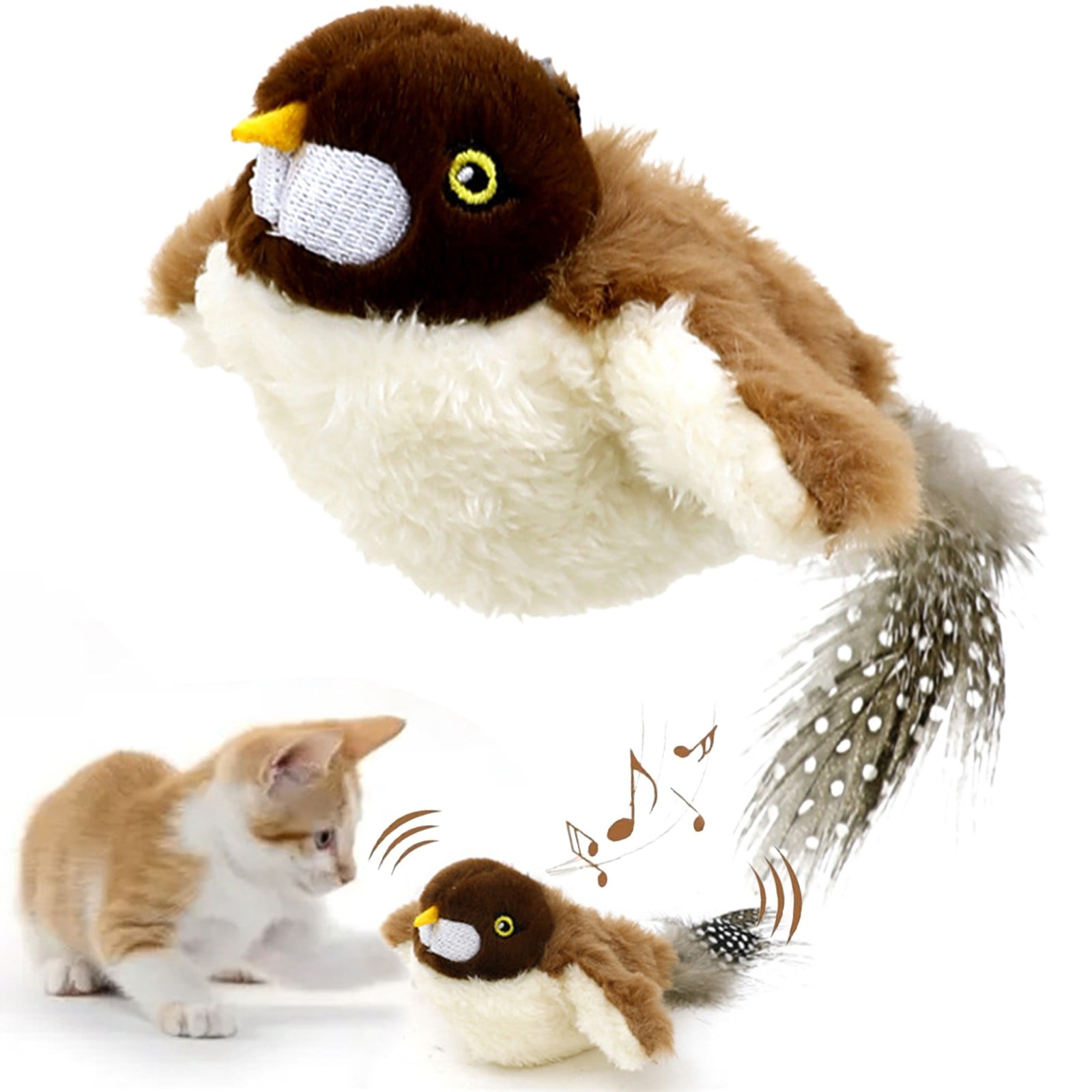 Rechargeable Flapping Bird Cat Toy, Interactive Lifelike Chirping ...